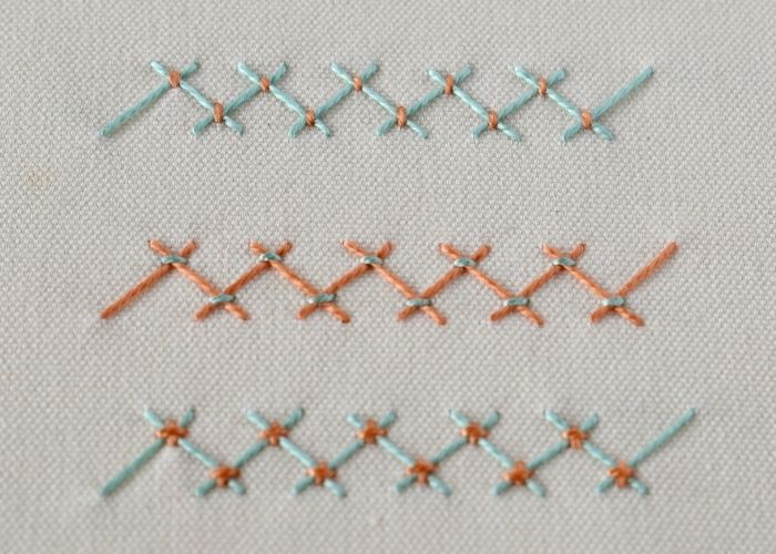 Tutoriel vidéo de broderie au point de chevron cloué